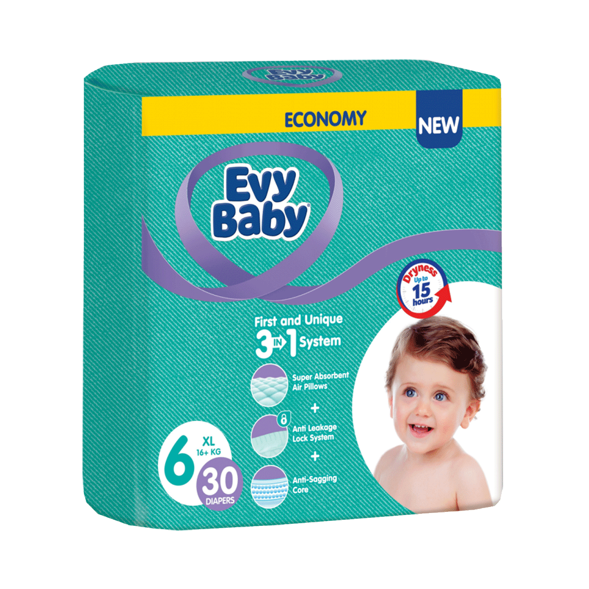 EVY BABY - ევი ბეიბი ბავშვის საფენი TWIN 16+კგ 30 ცალი 1479