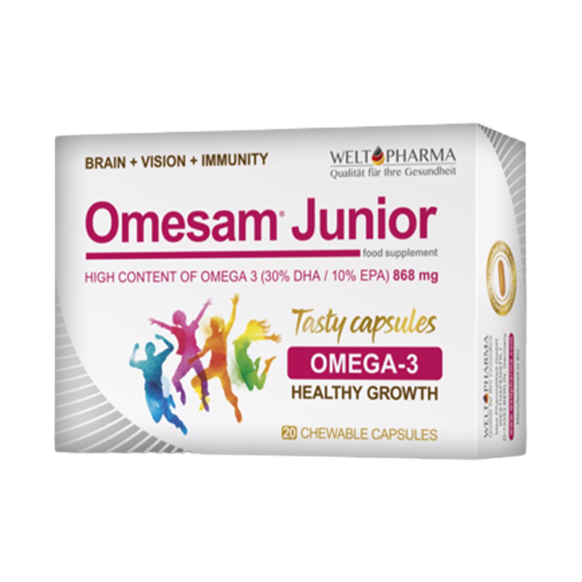 ომესამი - Omesam ჯუნიორი 868 მგ 20 საღეჭი კაფსულა